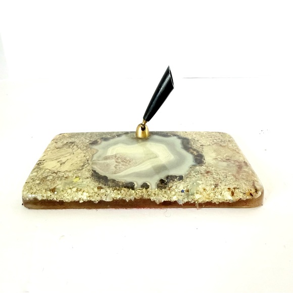 Accents | Mid Century Lucite Agate Style Desktop Pen Holder With Felt ...